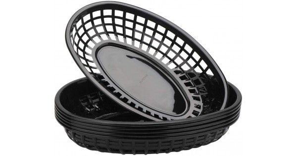 24 Sets Classic Plastic Fry Basket Black